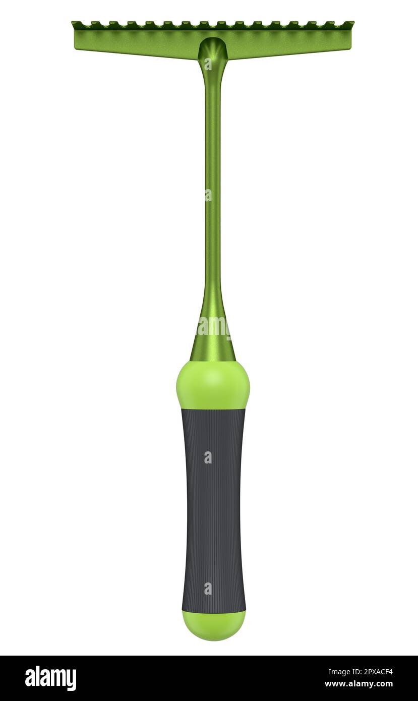 Garden rake with wooden handle for harvesting hay isolated on white ...