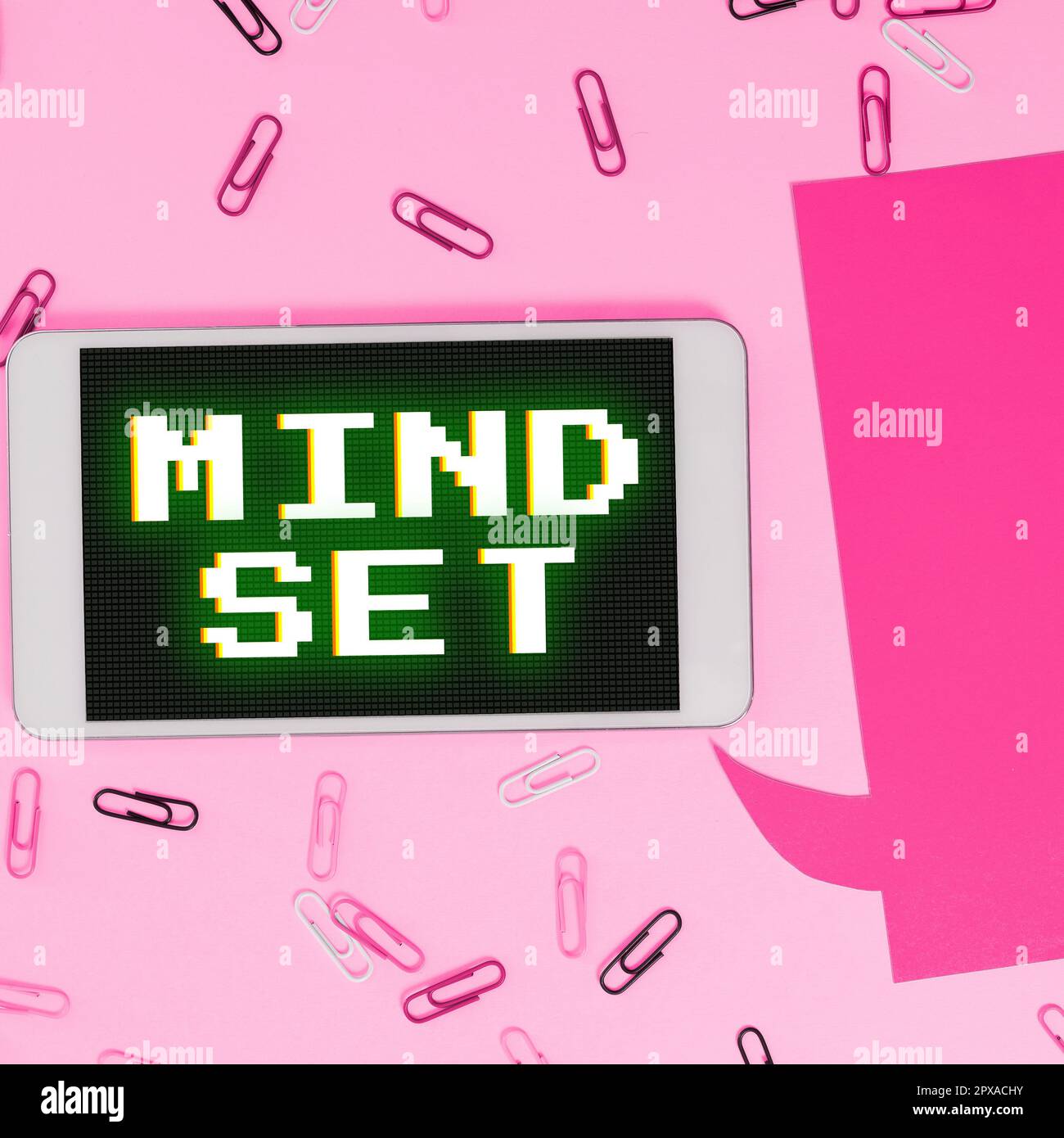 Writing displaying text Mind Set, Concept meaning A standard thought of ...