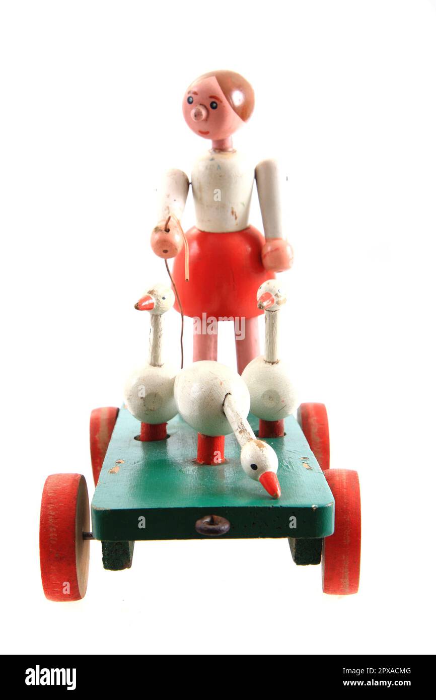 old wooden toy isolated on the white background Stock Photo - Alamy