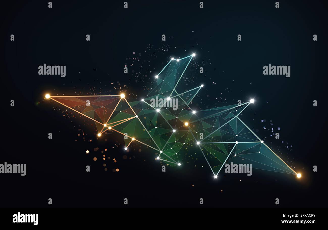 Beautiful polygon lines and dots connection technology background ...