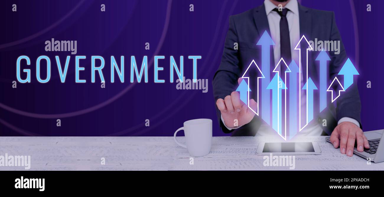 Hand writing sign Government, Business idea Group of people with ...