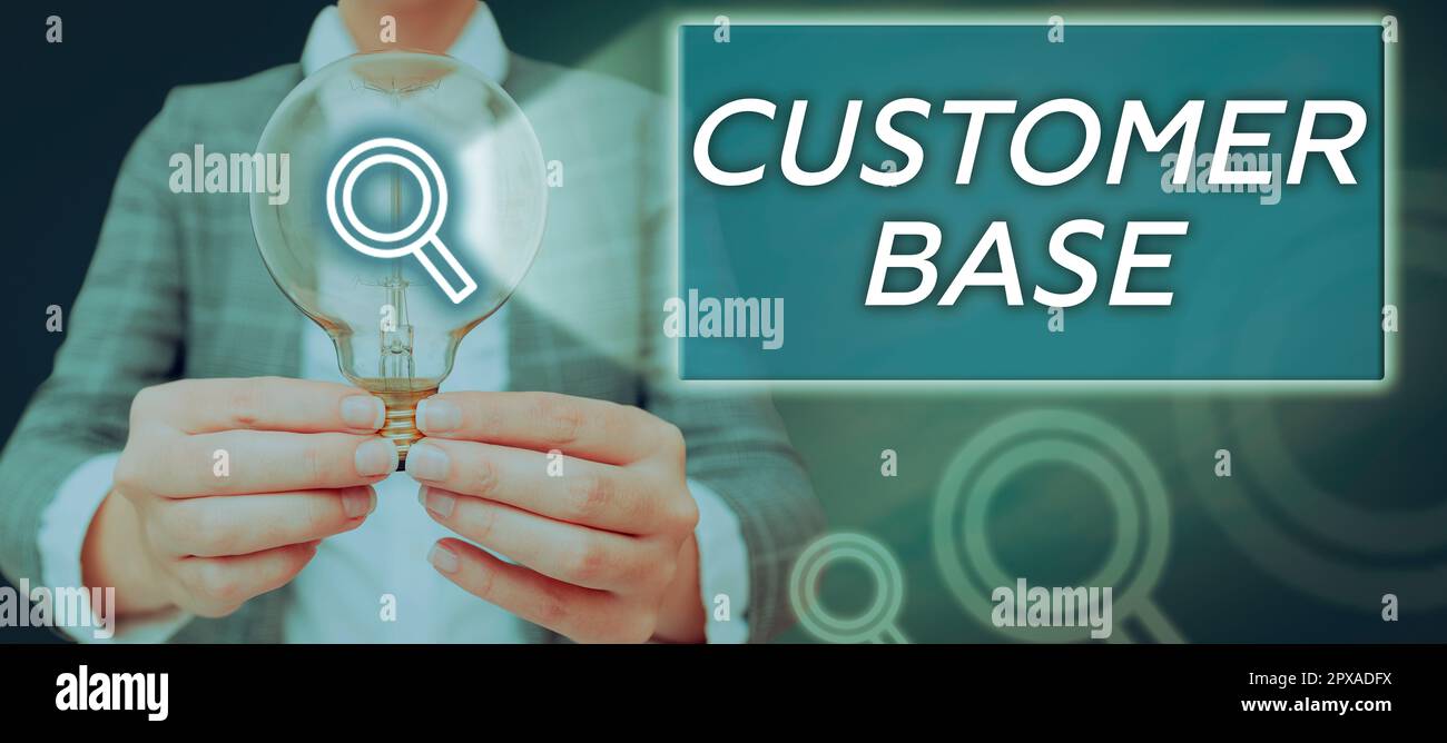 Text caption presenting Customer Base, Word Written on encourage customers to buy your brand ...
