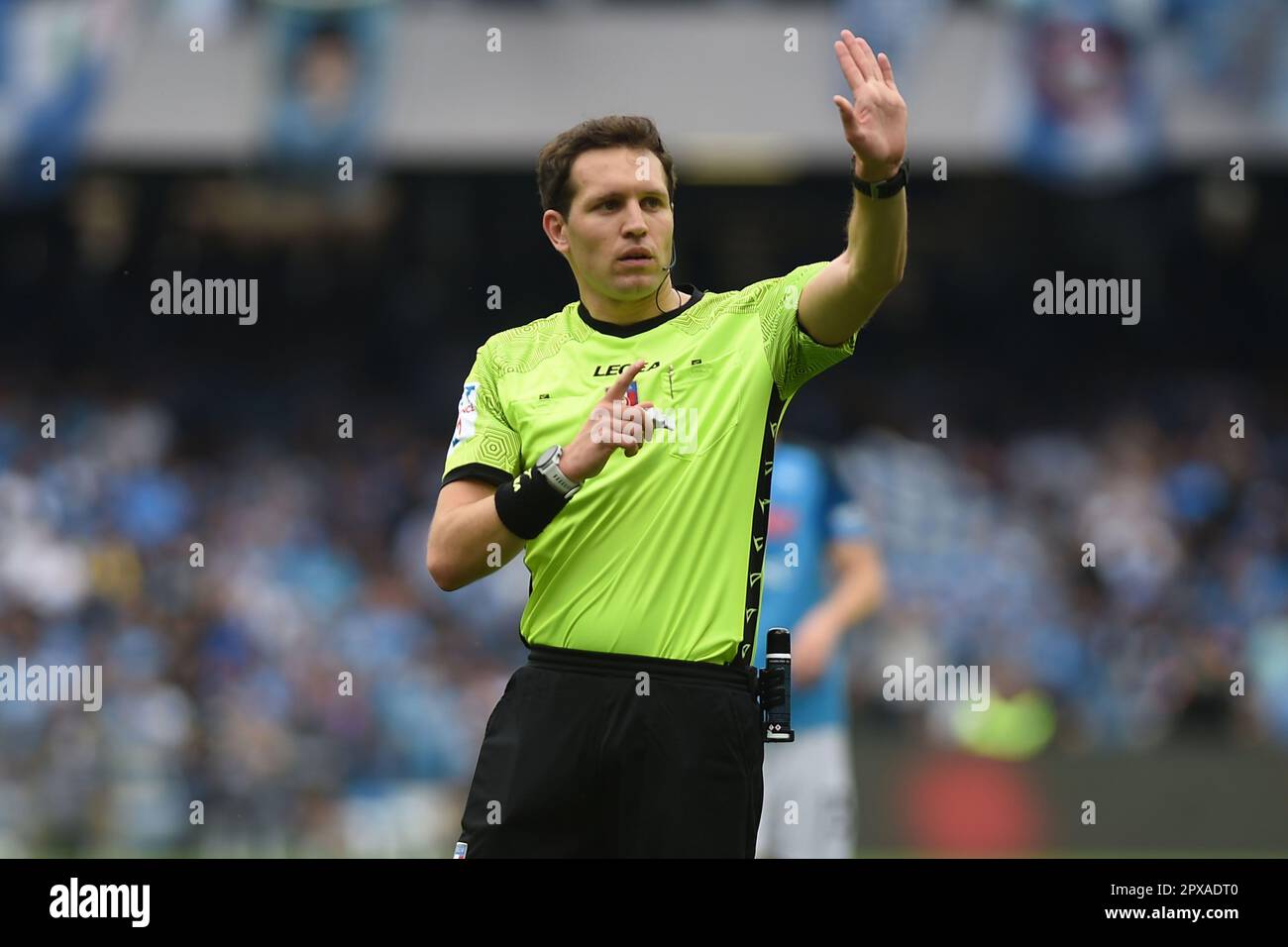 Naples, Italy. 30 Apr, 2023. Referee Matteo Marcenaro during the Serie ...