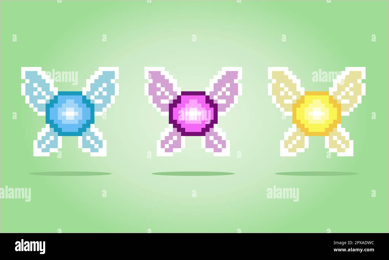 8 bit pixel fairy image. Fantasy creatures in vector illustrations ...