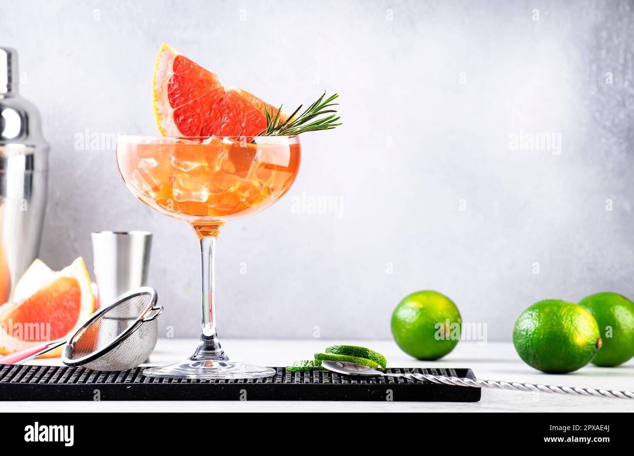 Grapefruit daiquiri alcoholic cocktail with white rum, sugar syrup ...