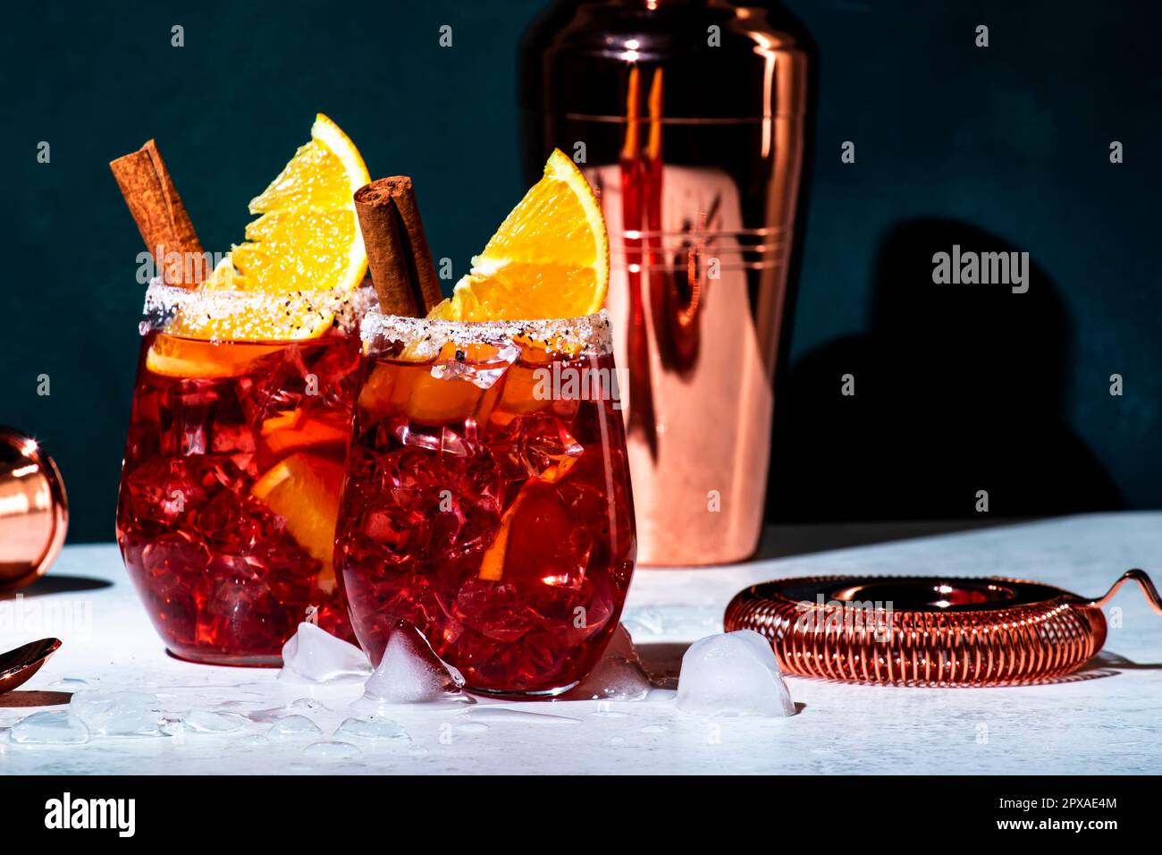 Negroni mezcalito cocktail drink with mexican mezcal, vermouth, bitter ...