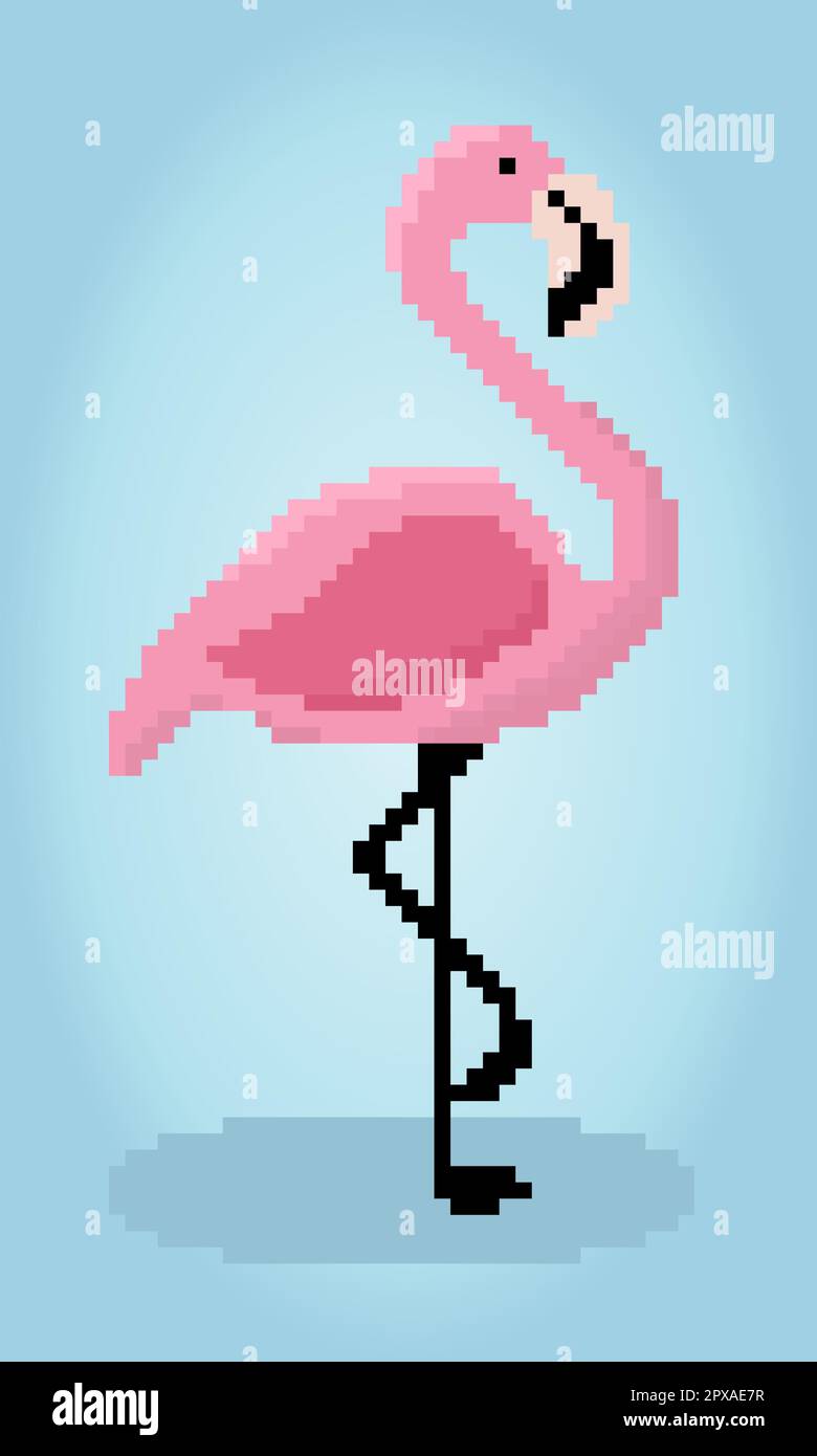 8-bit pixel flamingo. Birds on vector illustrations Stock Vector Image ...