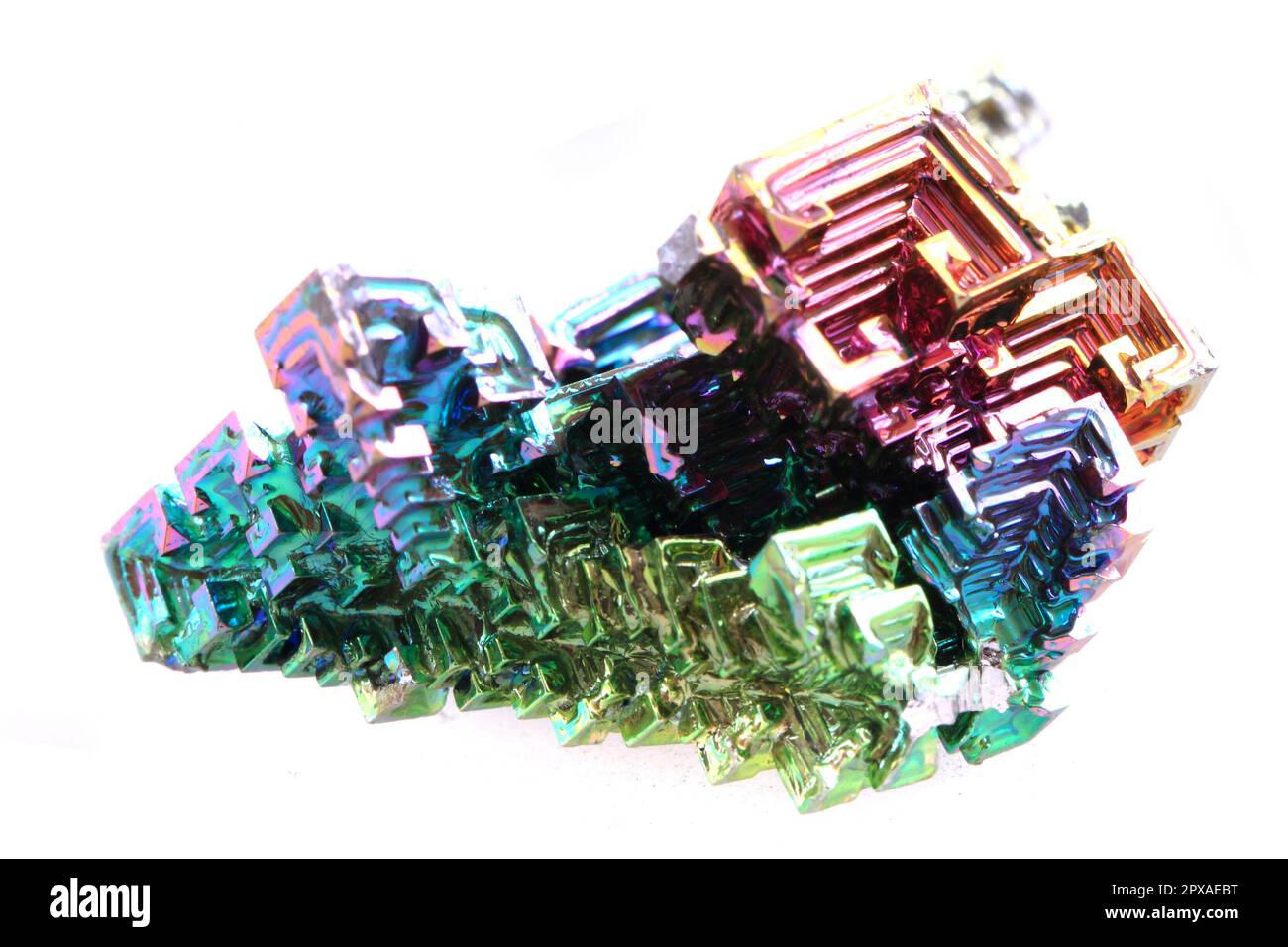 Bismuth - rainbow metal isolated on the white background Stock Photo ...