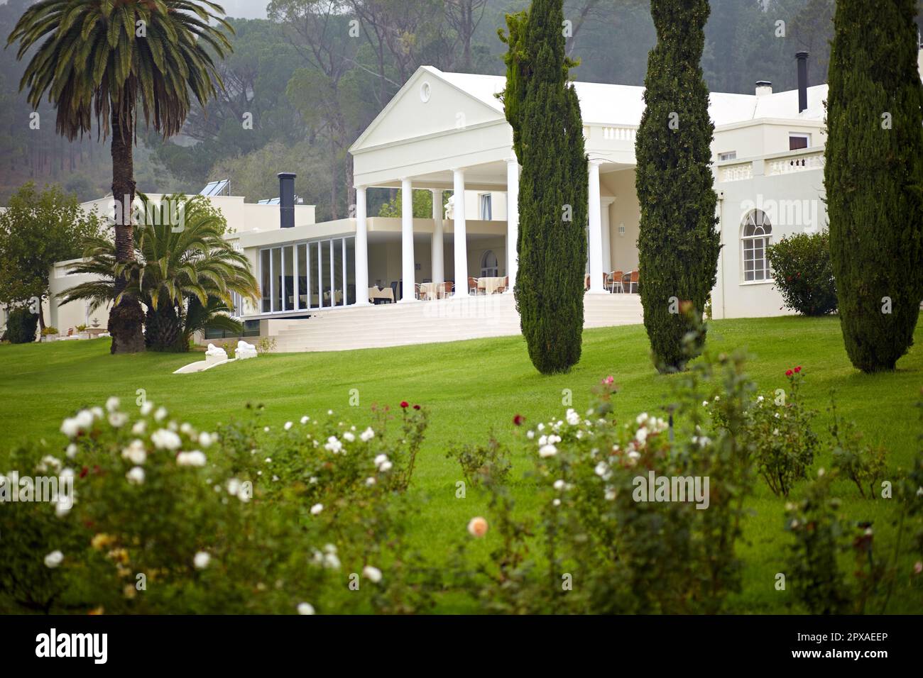 Its a 5-star hotel. A hotel manor surrounded by a well cultivated ...