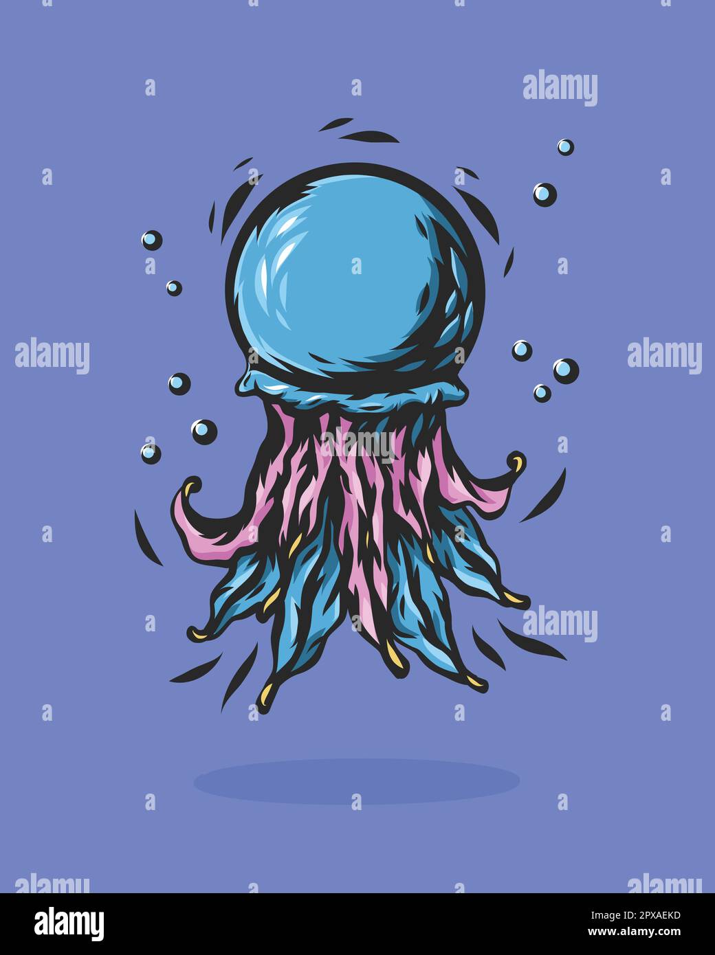 Colorful jellyfish illustration. Bright swimming cartoon medusa Stock ...