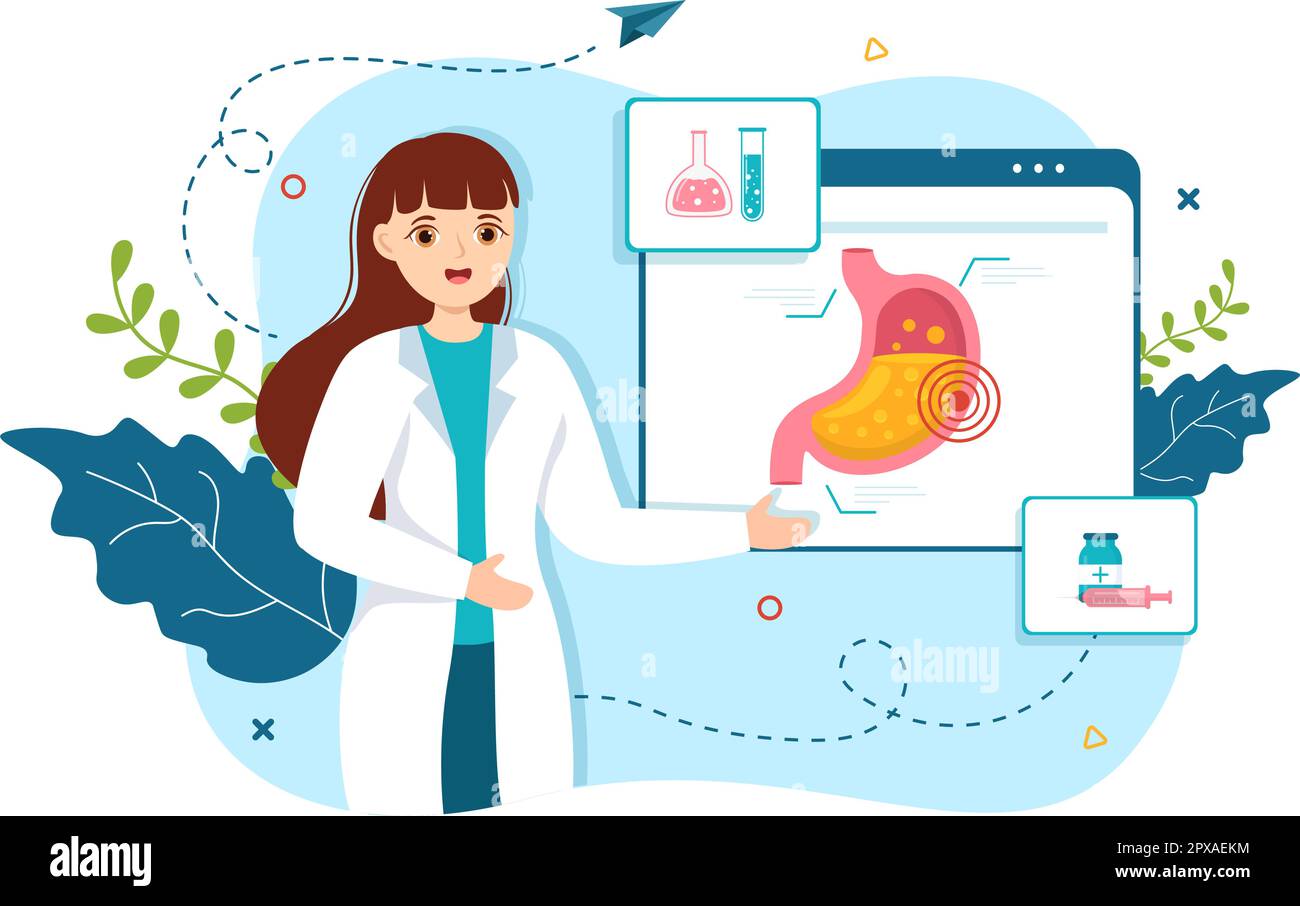 Stomach Health Gastroenterology Vector Illustration with Abdomen Pain ...