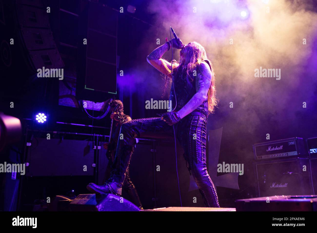 Oslo, Norway. 09th, April 2023. The Norwegian black metal band Urgehal performs a live concert ...