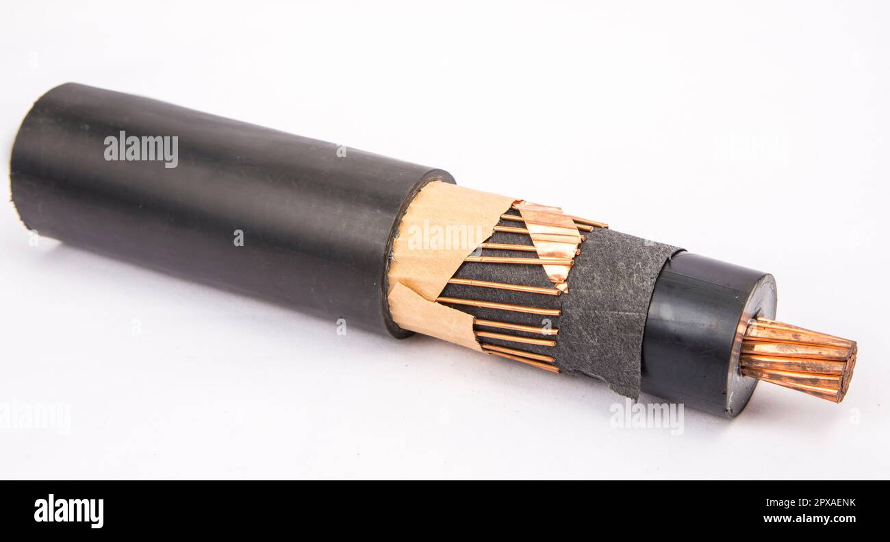 Cross section of high-voltage cable, polymer insulation Stock Photo - Alamy