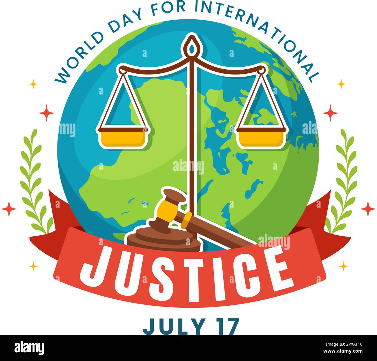 World Day for International Justice Vector Illustration with Earth ...