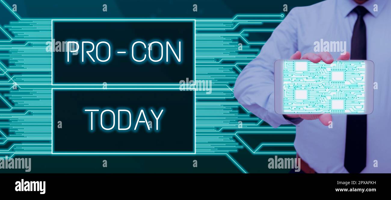 Inspiration showing sign Pro Con, Word Written on everything its ...