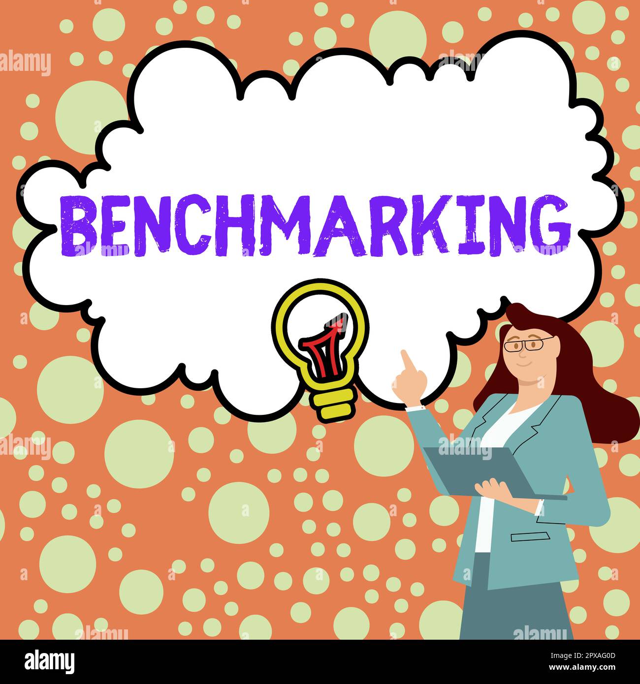 Hand writing sign Benchmarking, Word Written on Evaluate something by ...