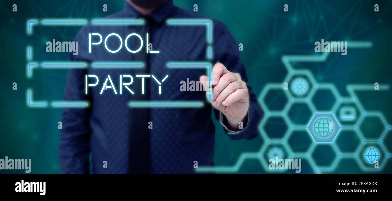 Handwriting text Pool Party, Business overview celebration that ... Handwriting text Pool Party, Business overview celebration that ...