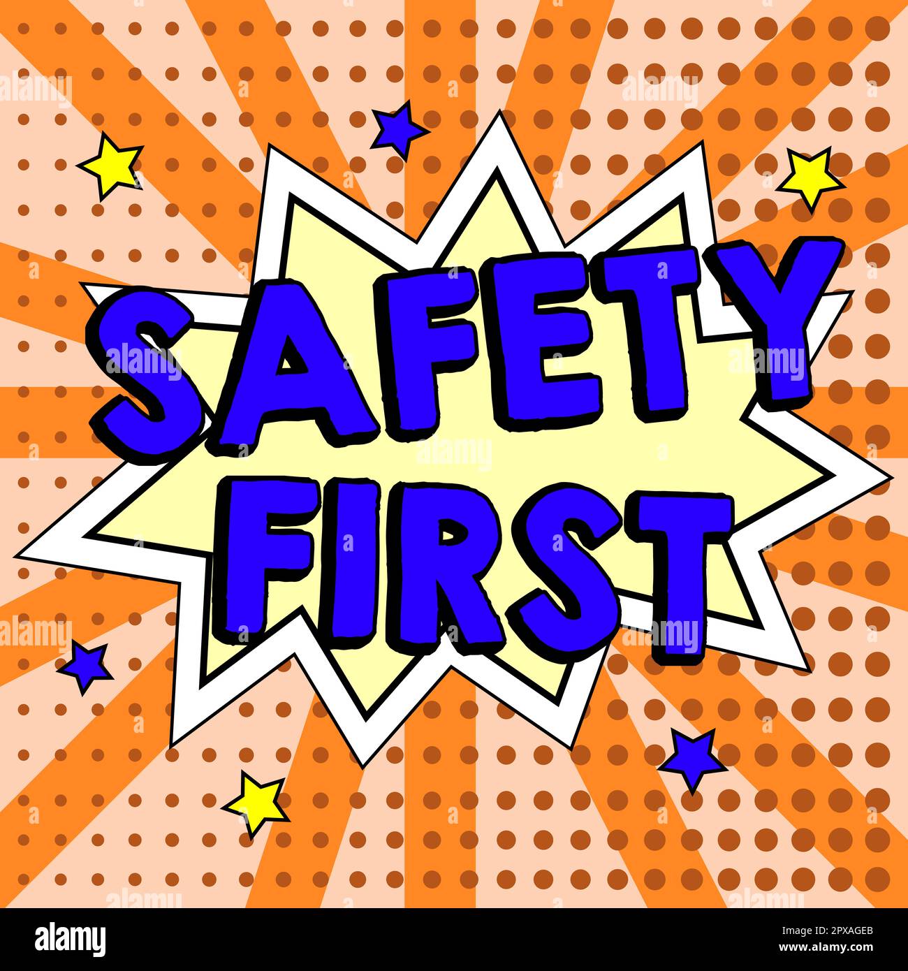 Text caption presenting Safety First, Business showcase Avoid any ...