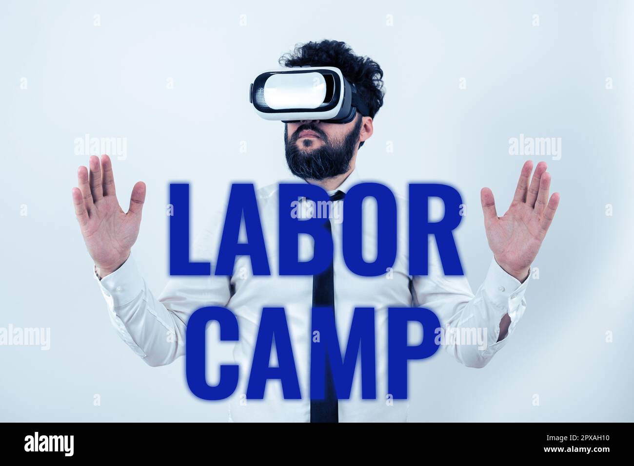 Sign displaying Labor Camp, Word for a penal colony where forced labor ...