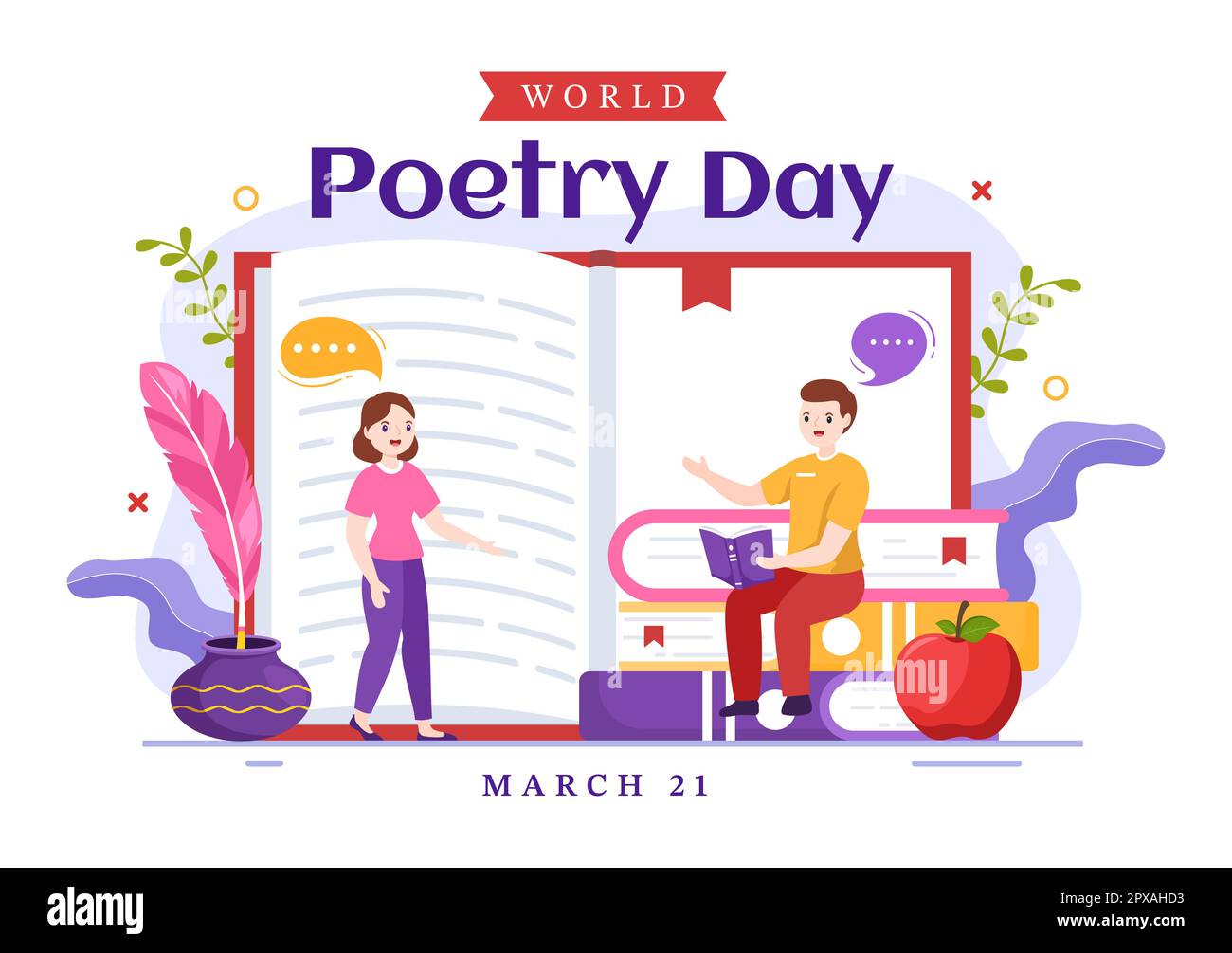 World Poetry Day on March 21 Illustration with a Quill, Paper or ...