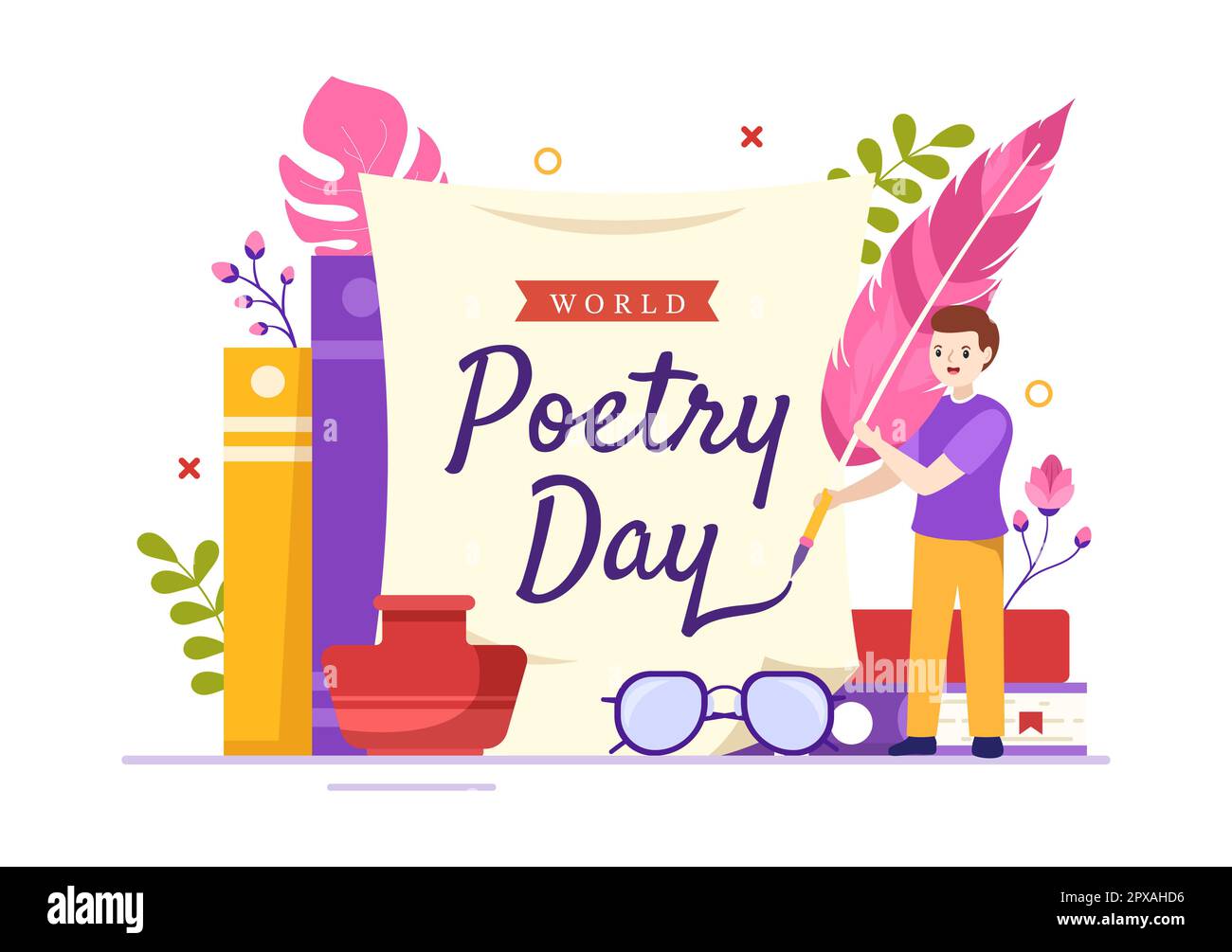 World Poetry Day on March 21 Illustration with a Quill, Paper or ...