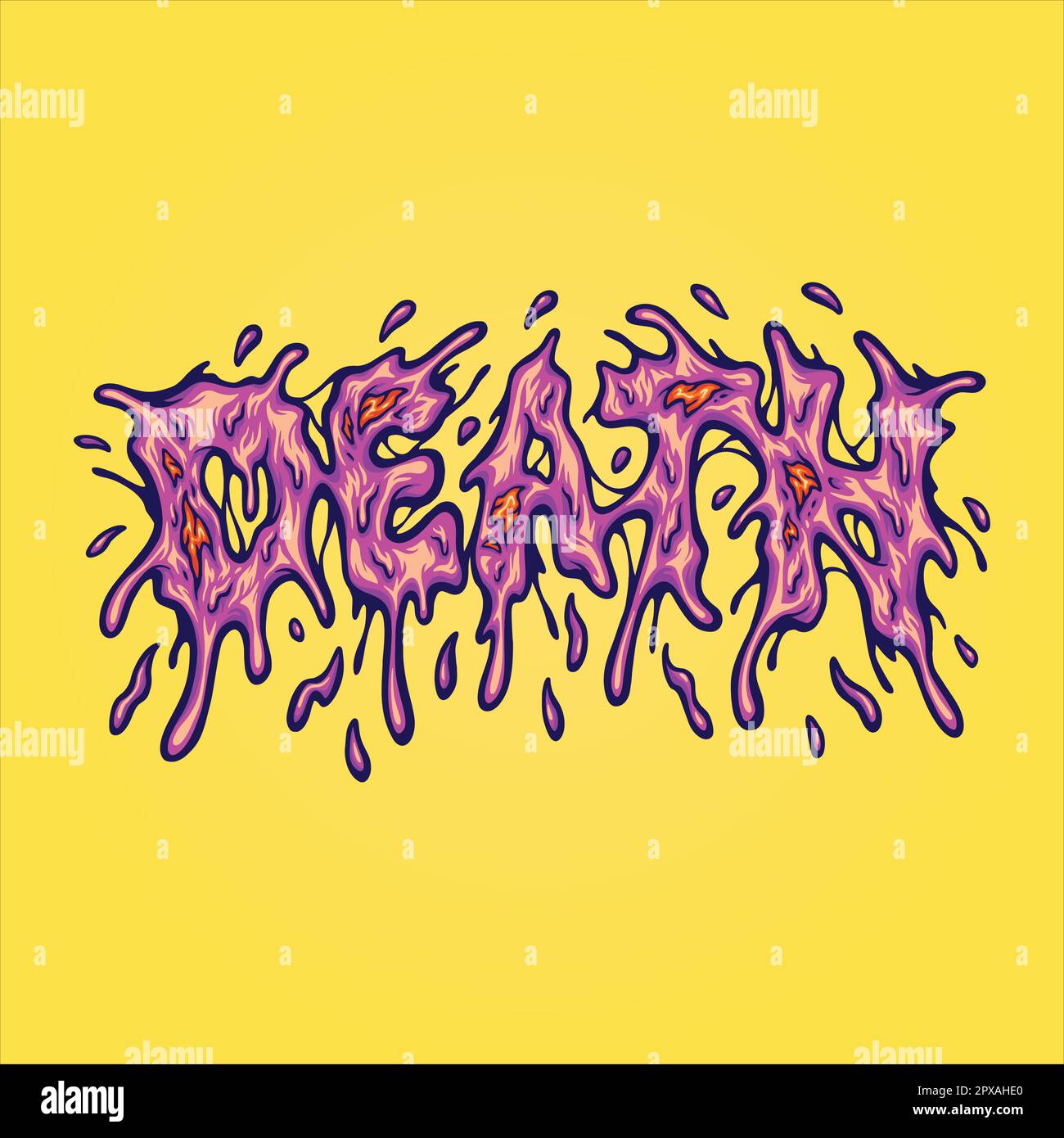 Death word lettering with slimy rotten text illustrations vector for ...