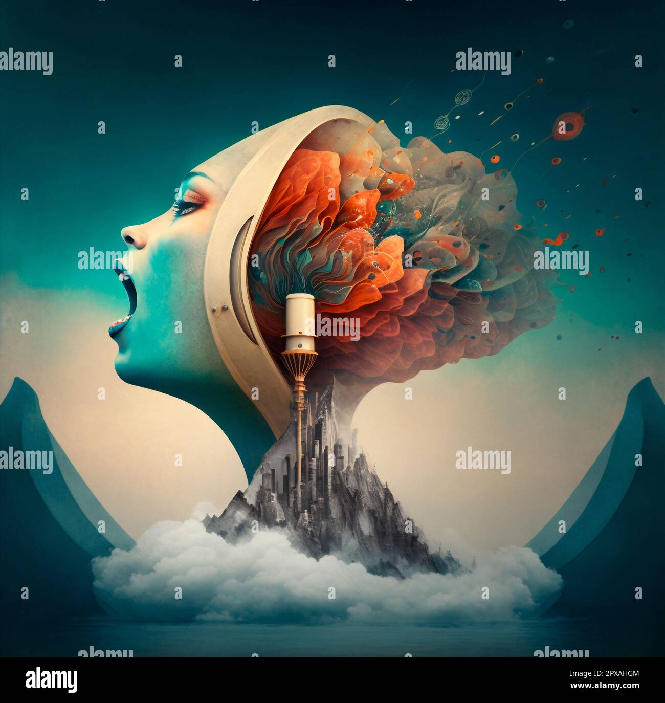 The painting is a visualization of a surrealist pilgrimage, where the ...