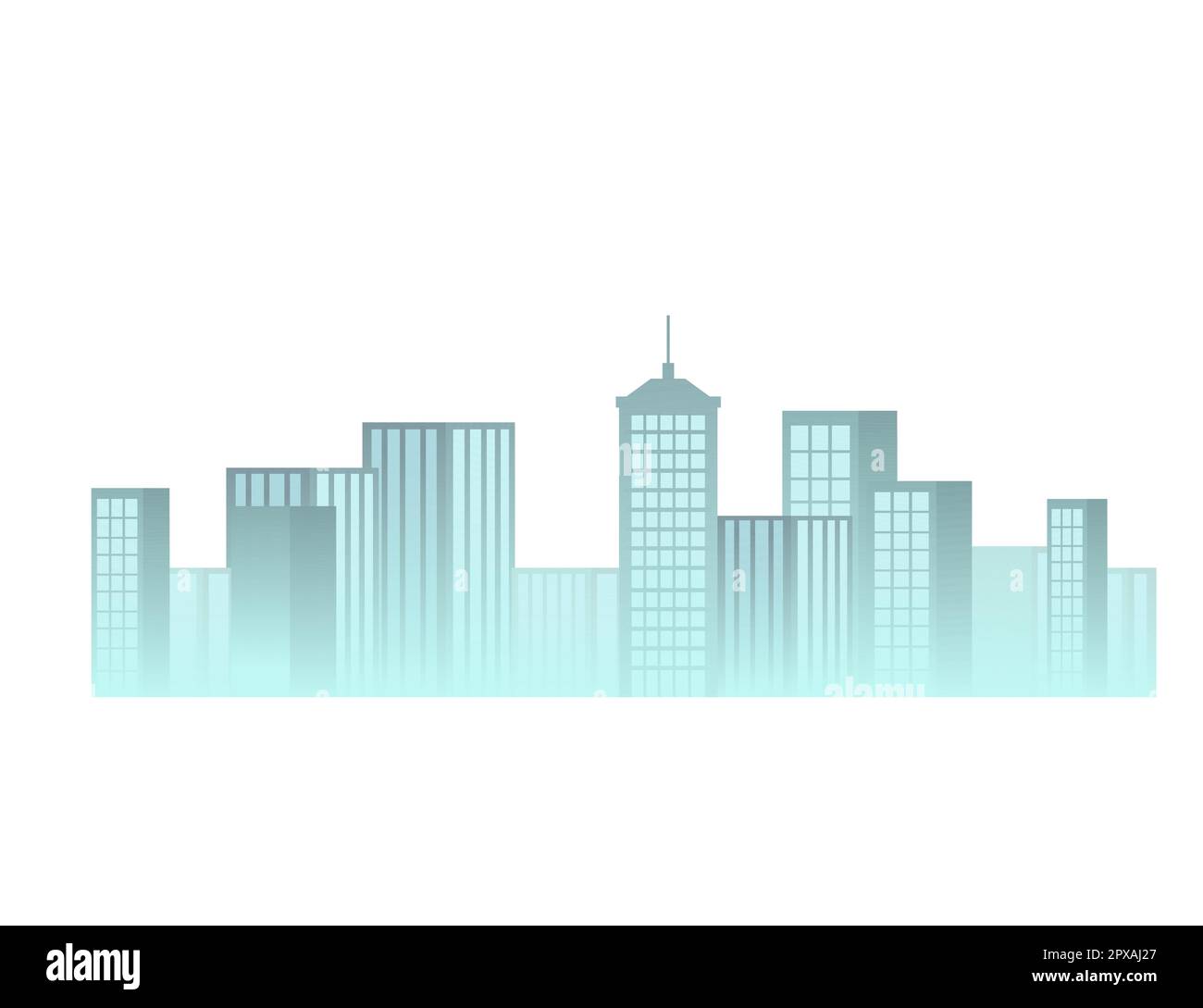 Light blue cityscape with skyscrapers vector illustration isolated on white background Stock ...