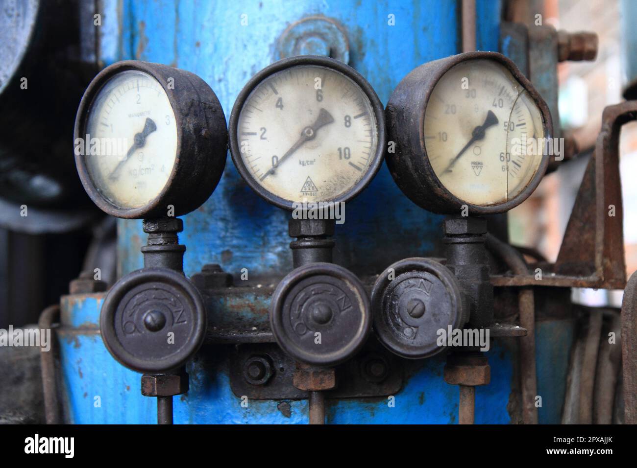 old gauge as old industry technology background Stock Photo - Alamy
