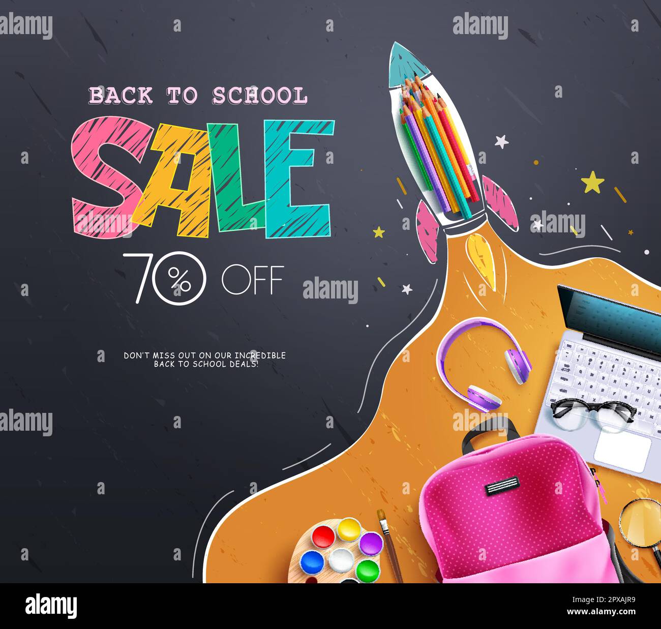 Back to school sale vector banner. Back to school discount promo text ...