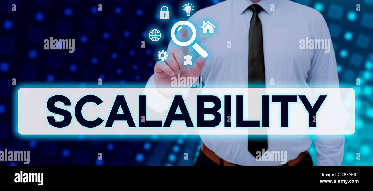Text caption presenting Scalability, Internet Concept capable of being ...