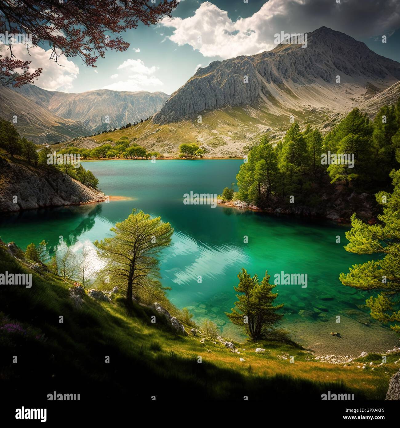 This breathtaking piece captures the natural splendor of the Shkoder ...