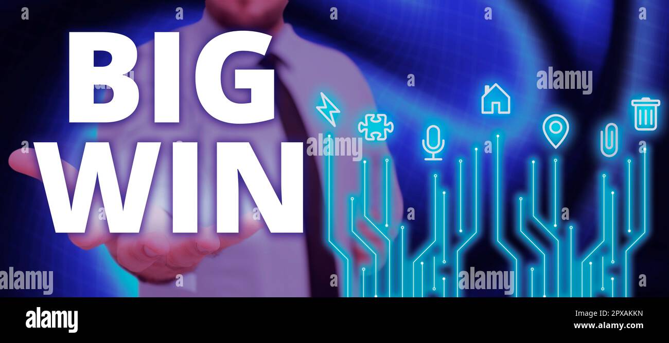 Text caption presenting Big Win, Business overview having won an ...