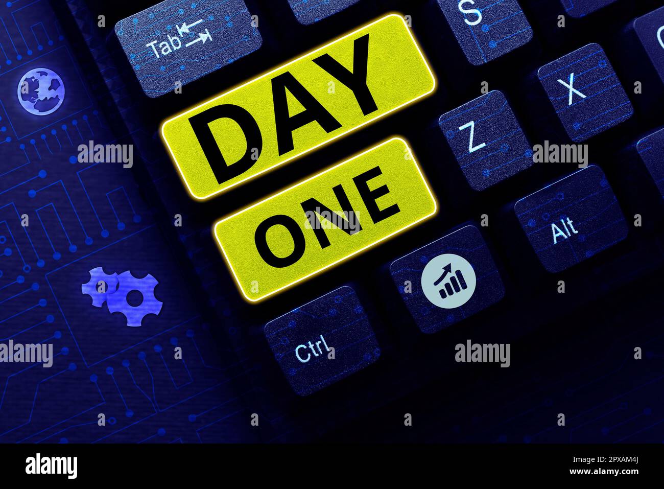 Writing displaying text Day One, Business concept Start moment First ...