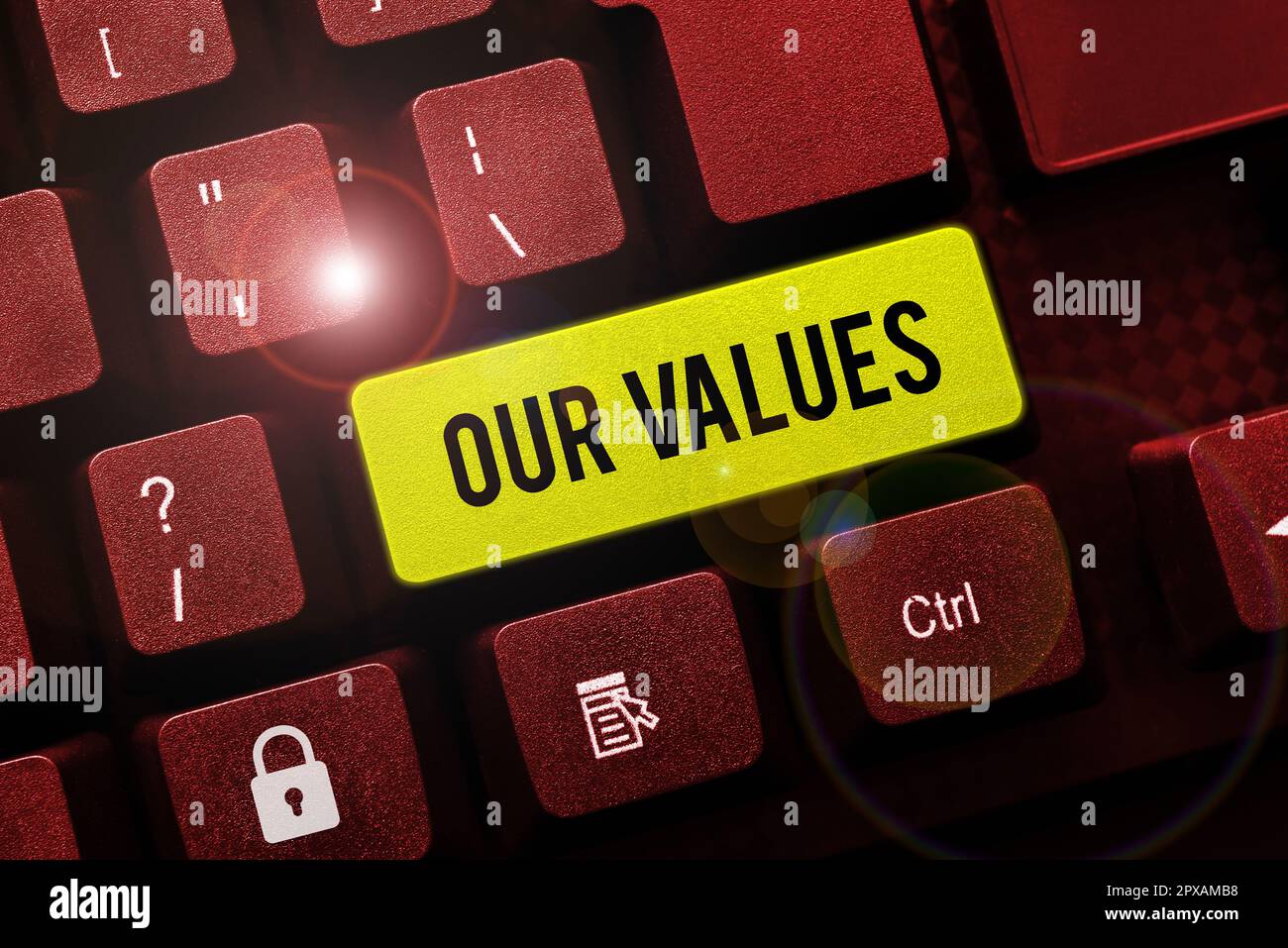 Sign displaying Our Values, Business idea list of morals companies or ...