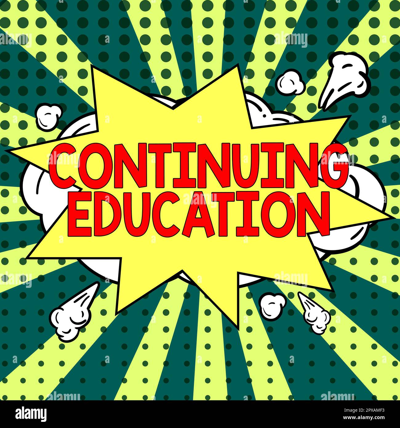 Handwriting text Continuing Education, Business showcase Continued ...