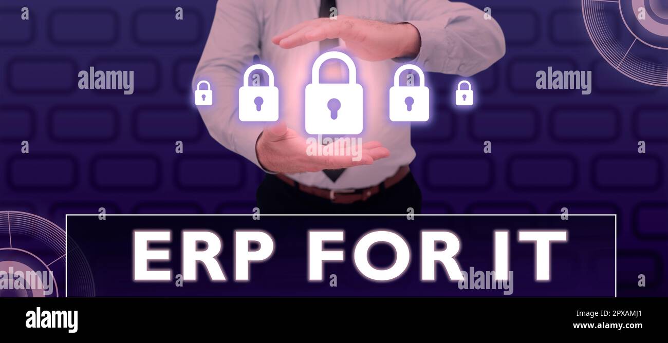 Conceptual display Erp For It, Business idea Enterprise resource planning software for integrate ...