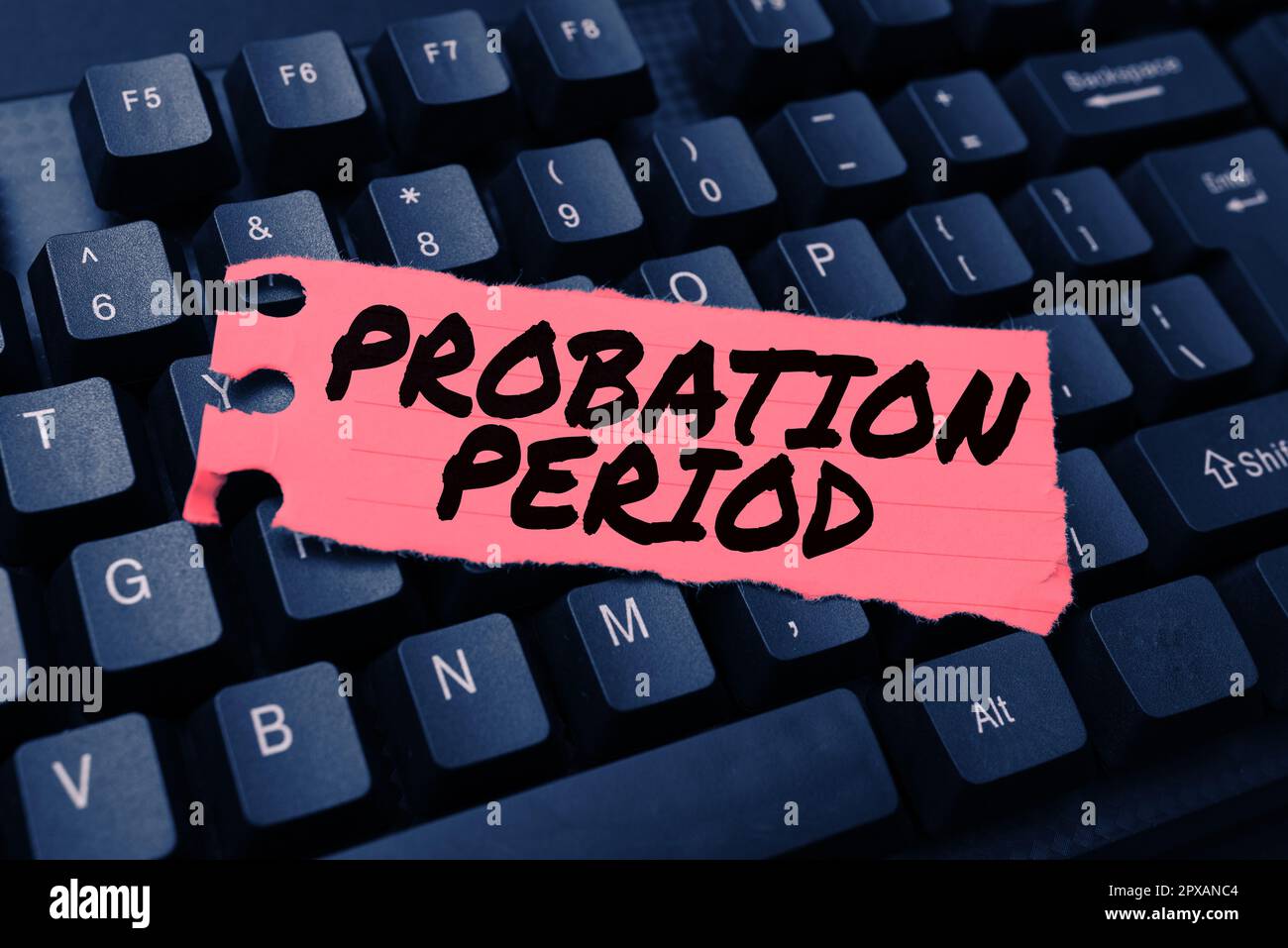 Sign displaying Probation Period, Business overview focused and ...