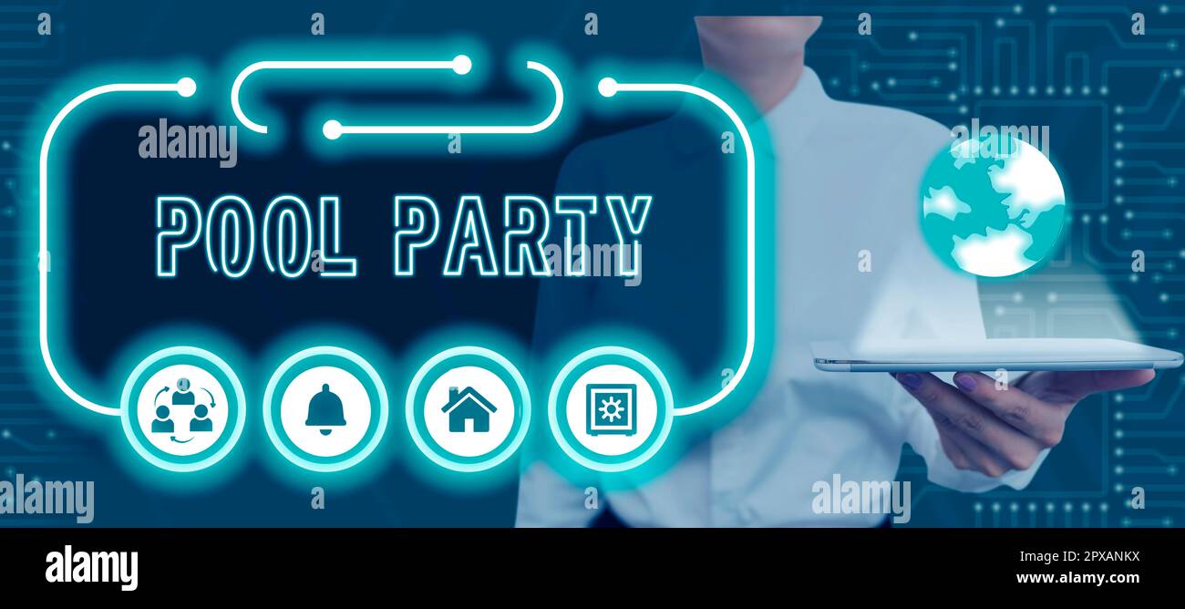 Writing displaying text Pool Party, Business approach celebration that ... Writing displaying text Pool Party, Business approach celebration that ...