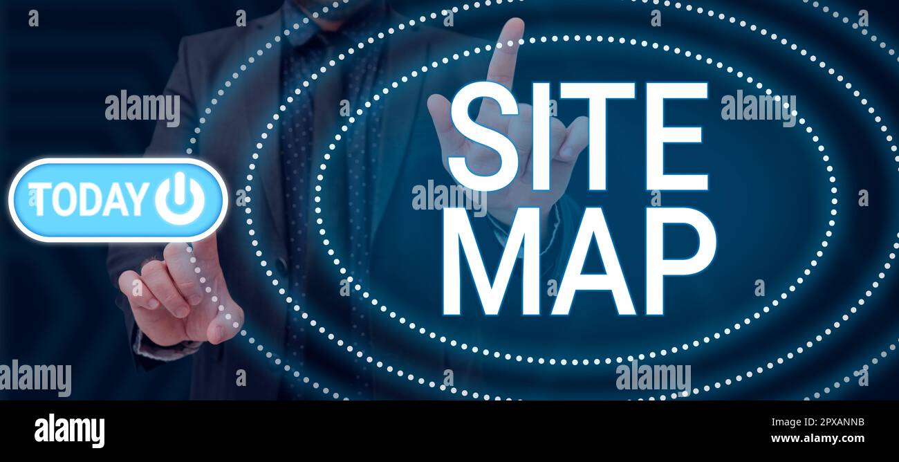 Text sign showing Site Map, Business approach designed to help both ...