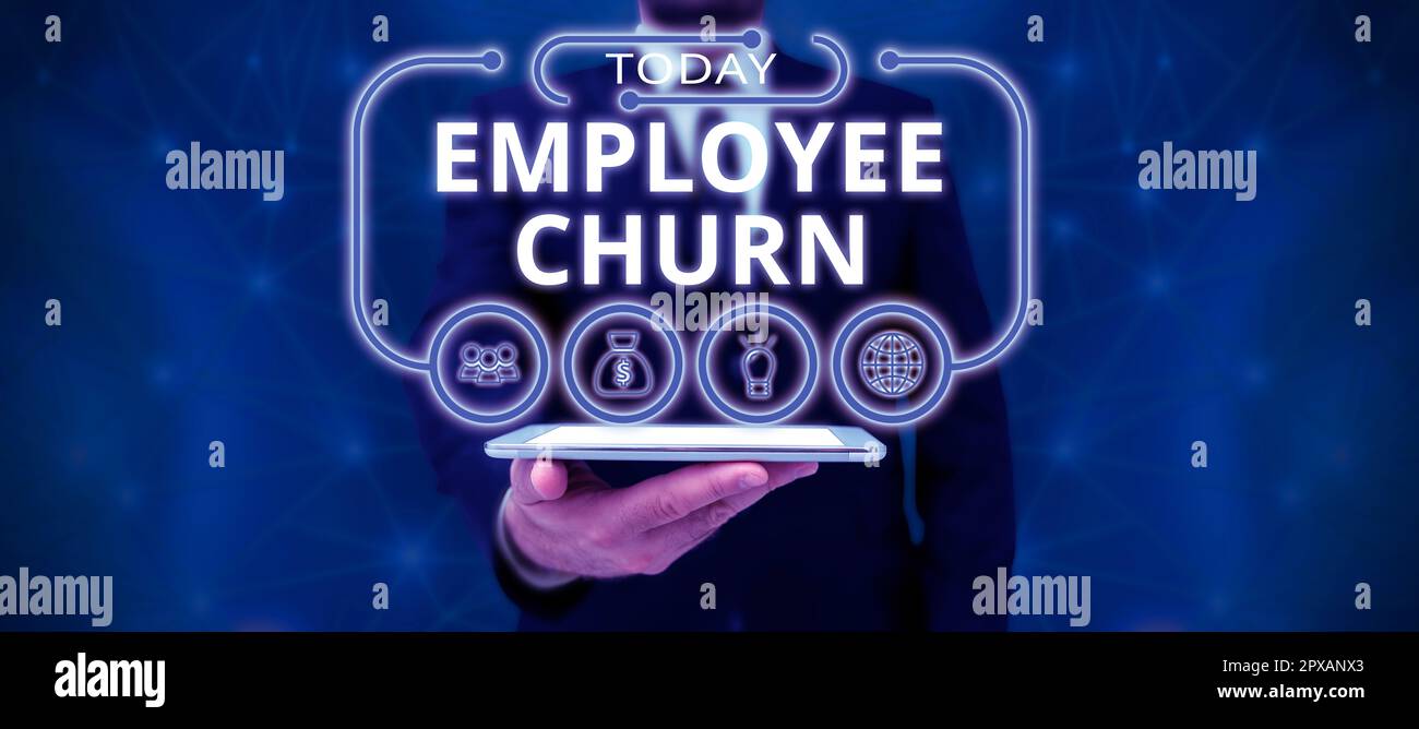 Conceptual display Employee Churn, Business showcase rate of change of ...