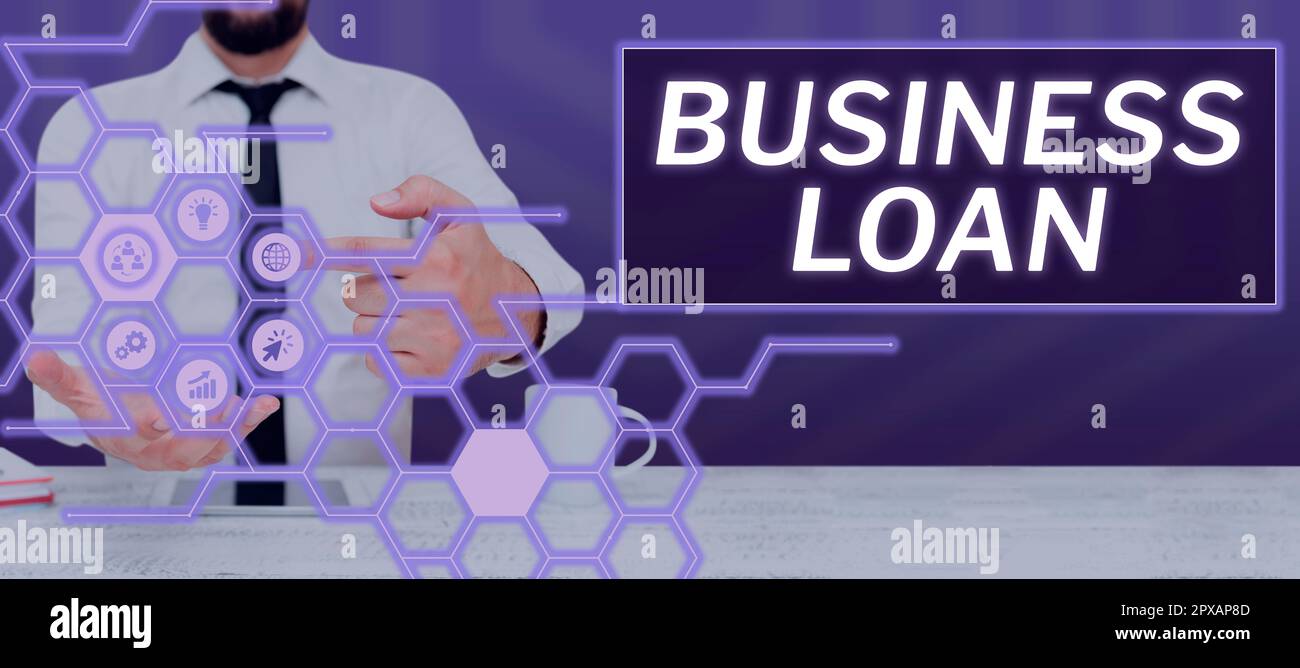 Text sign showing Business Loan, Business overview Credit Mortgage ...