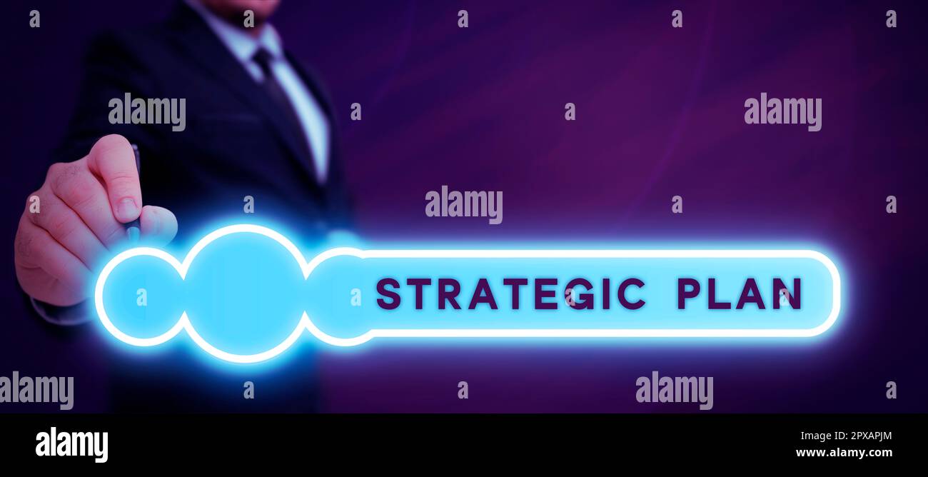 Writing displaying text Strategic Plan, Concept meaning A process of ...