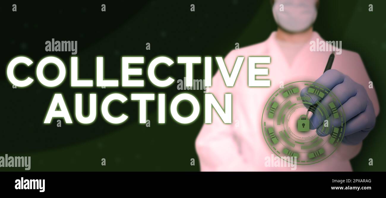 Hand writing sign Collective Auction, Business idea Gathering and ...