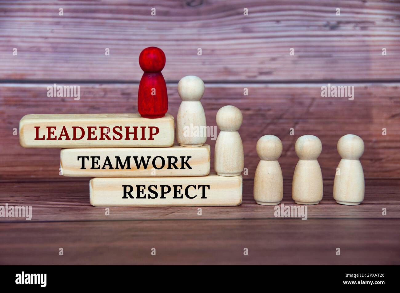 Leadership concept - Leadership, teamwork and respect text on wooden ...