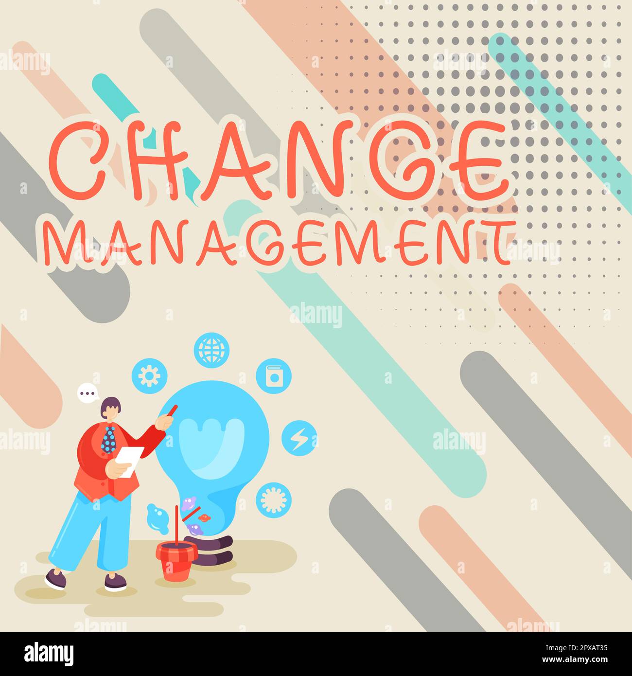Text sign showing Change Management, Business overview Replacement of ...