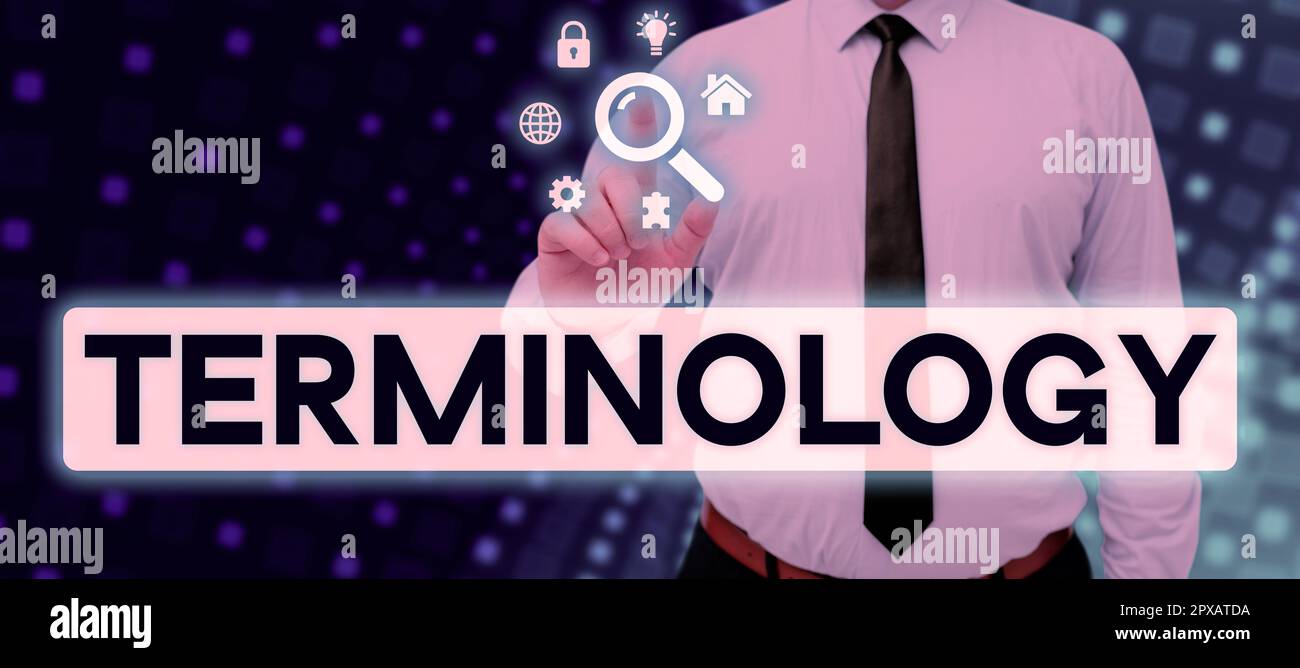 Hand writing sign Terminology, Business overview Terms used with ...