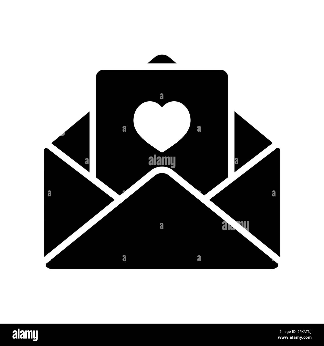 Happy Valentine day Card in envelope glyph icon. Heart sign, symbol ...