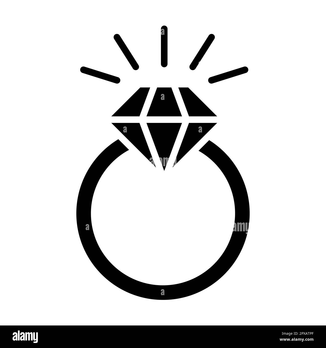 Wedding ring with a diamond glyph icon. Valentines day symbol. Vector ...