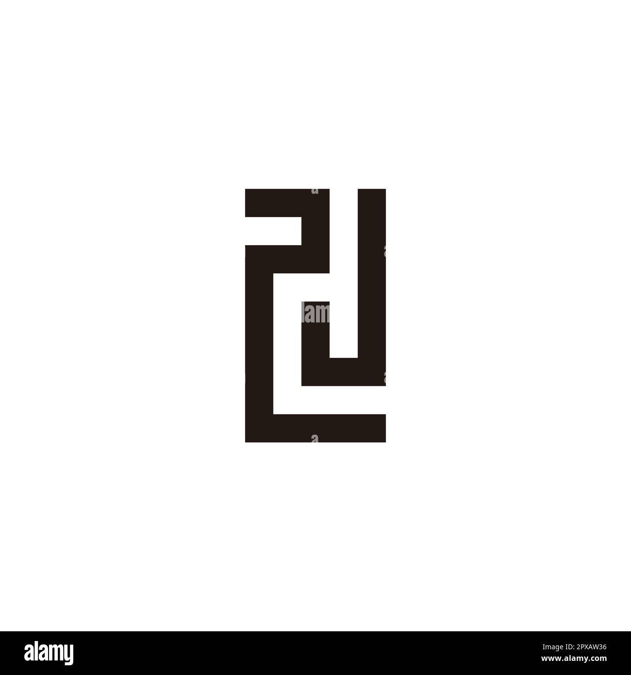 Letter J number 2 rectangle geometric symbol simple logo vector Stock ...